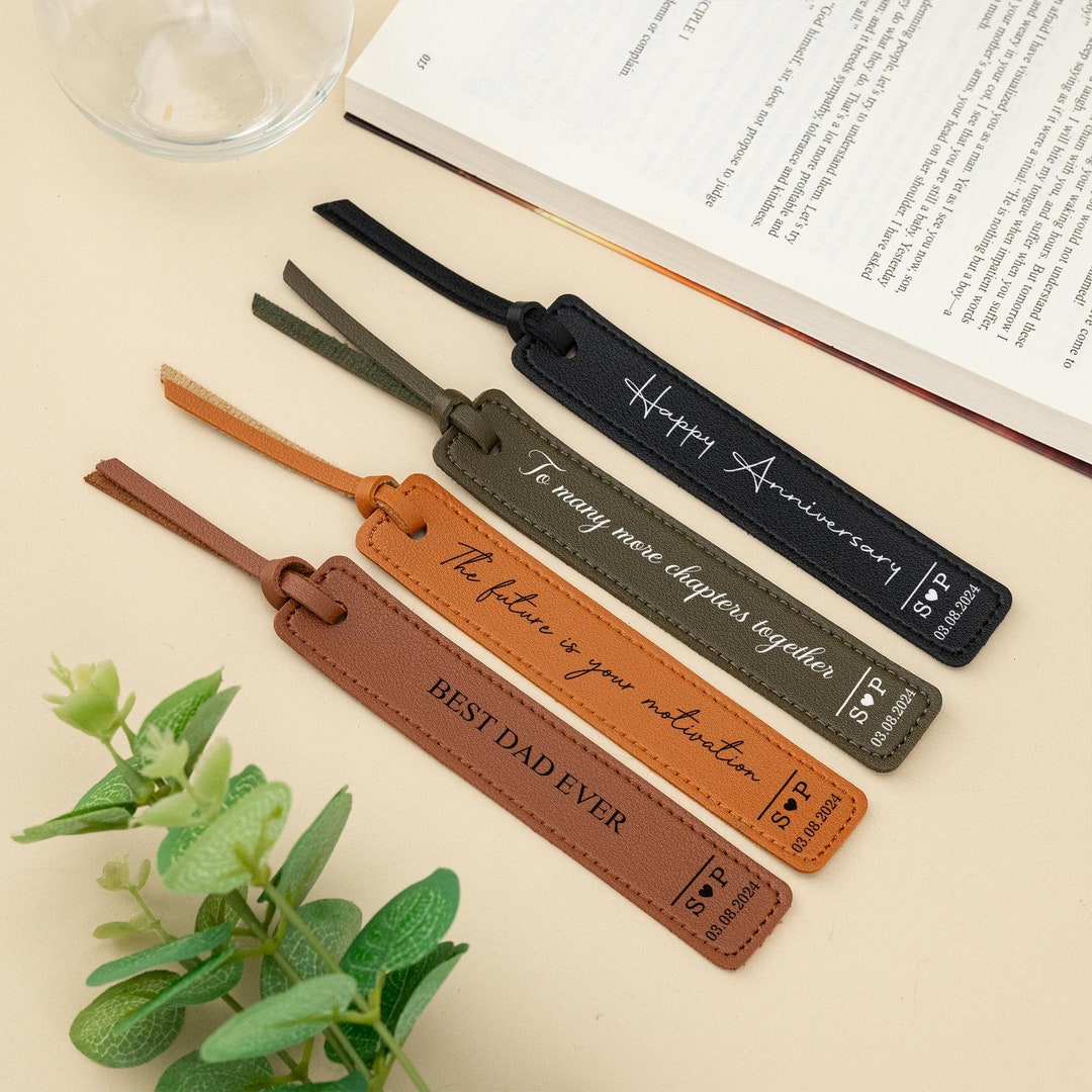 Personalized Leather Bookmark,custom Text Bookmark,anniversary Gift ...