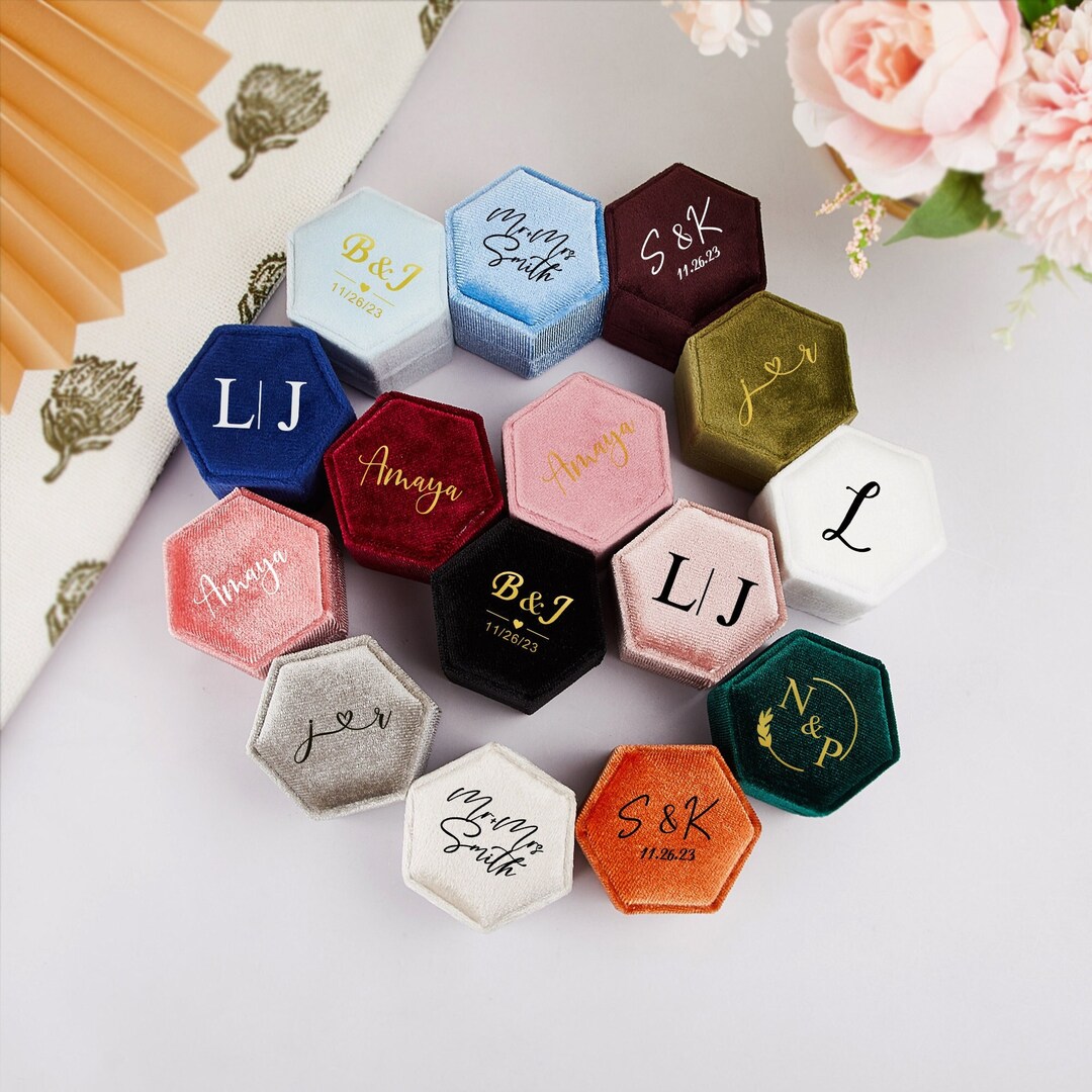 Custom Engagement Ring Box,personalized Velvet Ring Box,proposal Ring ...