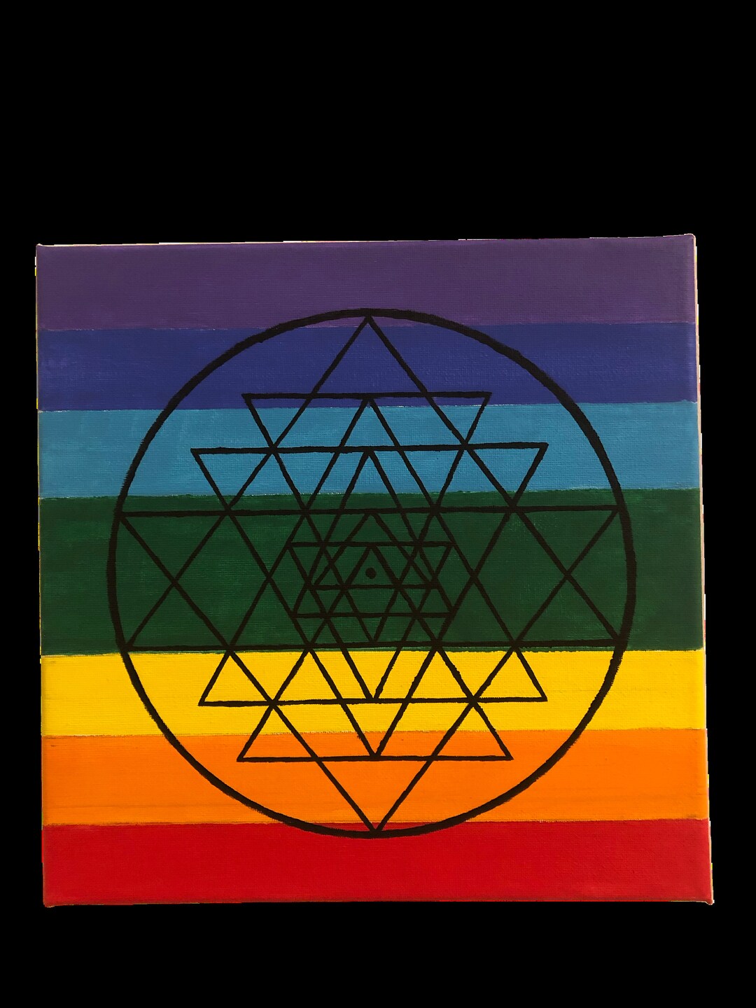 Sri Yantra Canvas Painting With Chakra Colors 10x10 - Etsy
