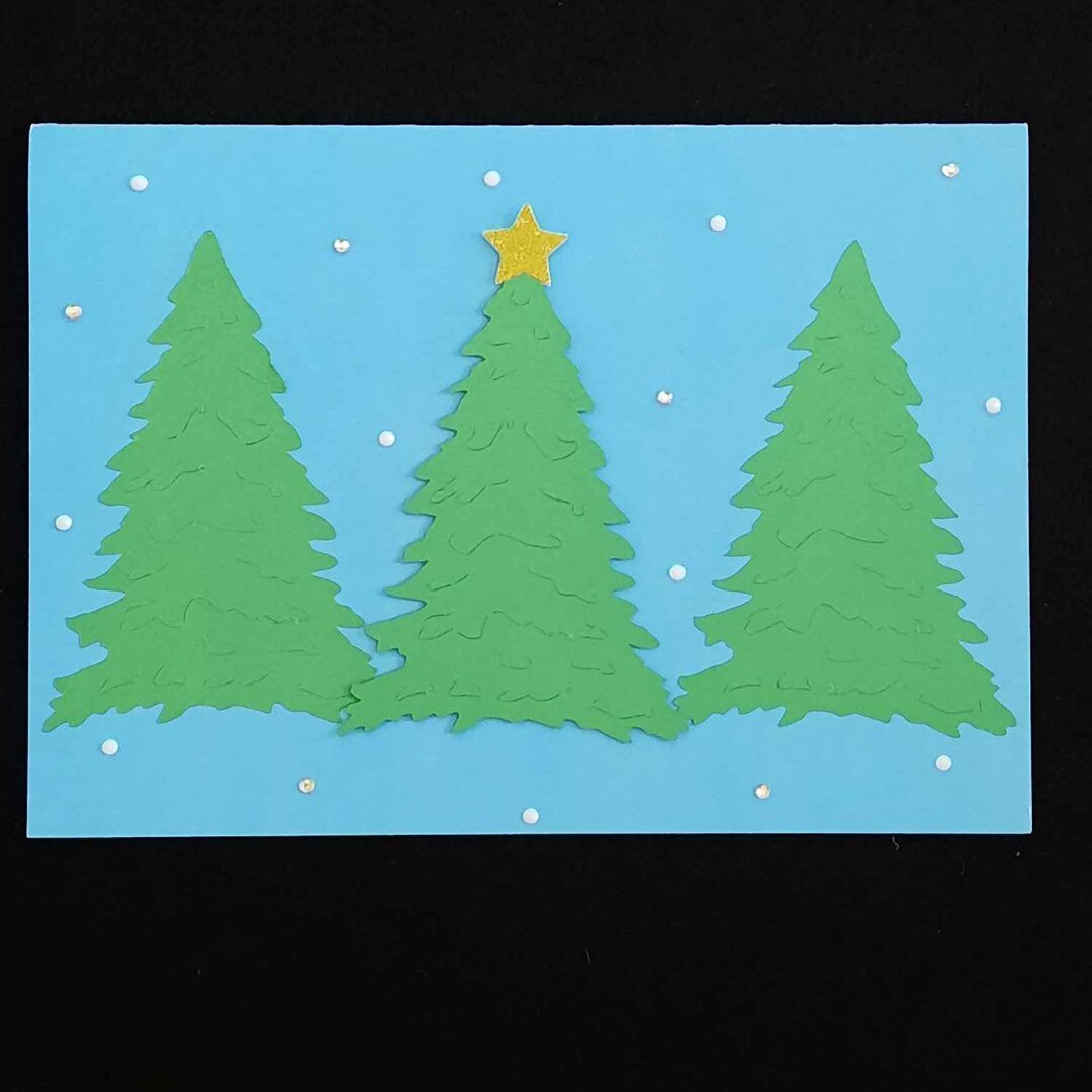 Three Trees Christmas Greeting Card With Envelope - Etsy