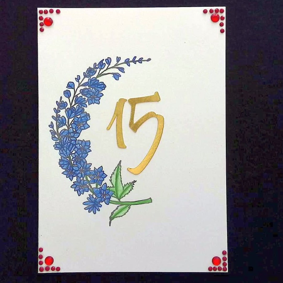 Quinceañera Larkspur and Ruby 5x7 Greeting Card With Envelope - Etsy