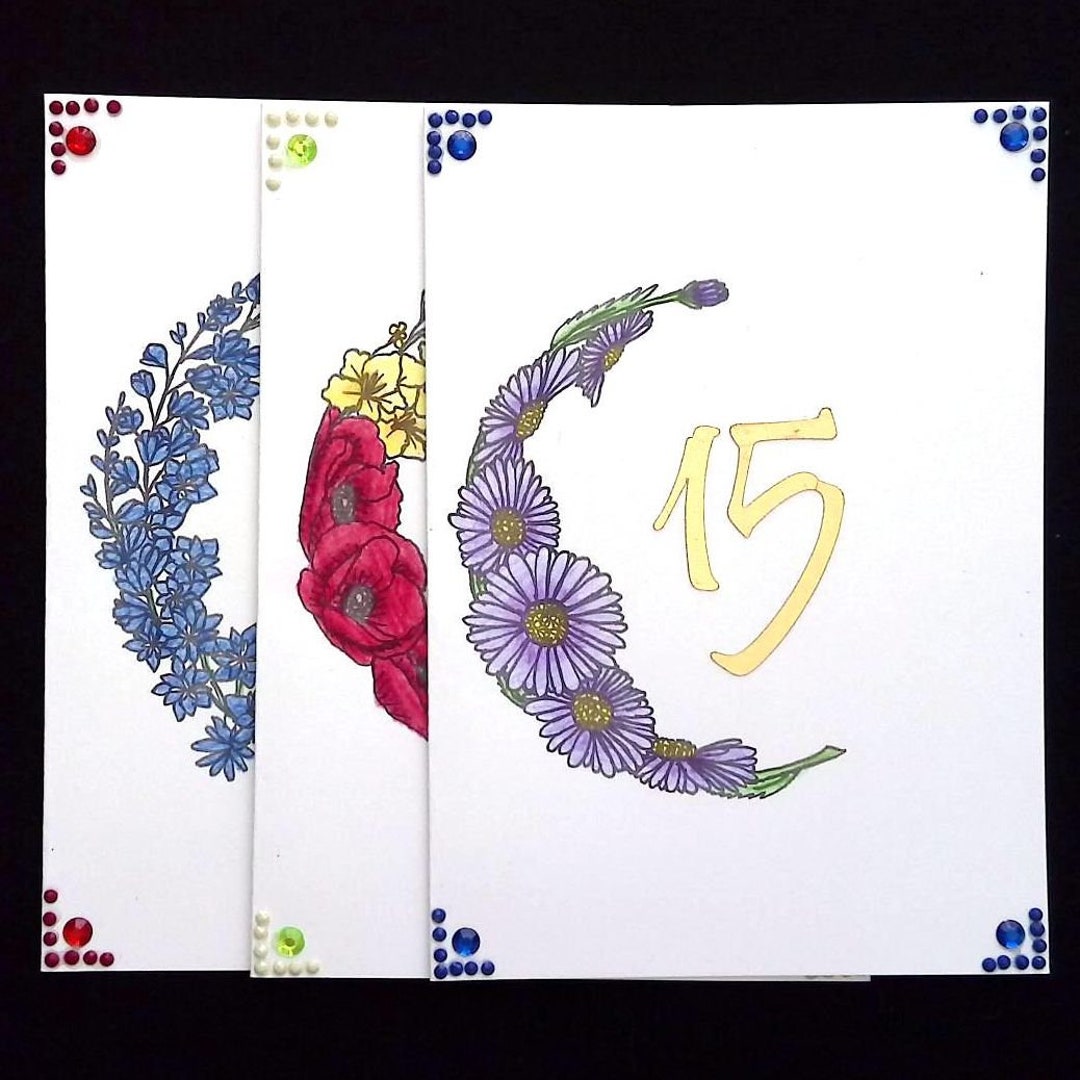 Floral Quinceañera Cards Set 3 - Etsy