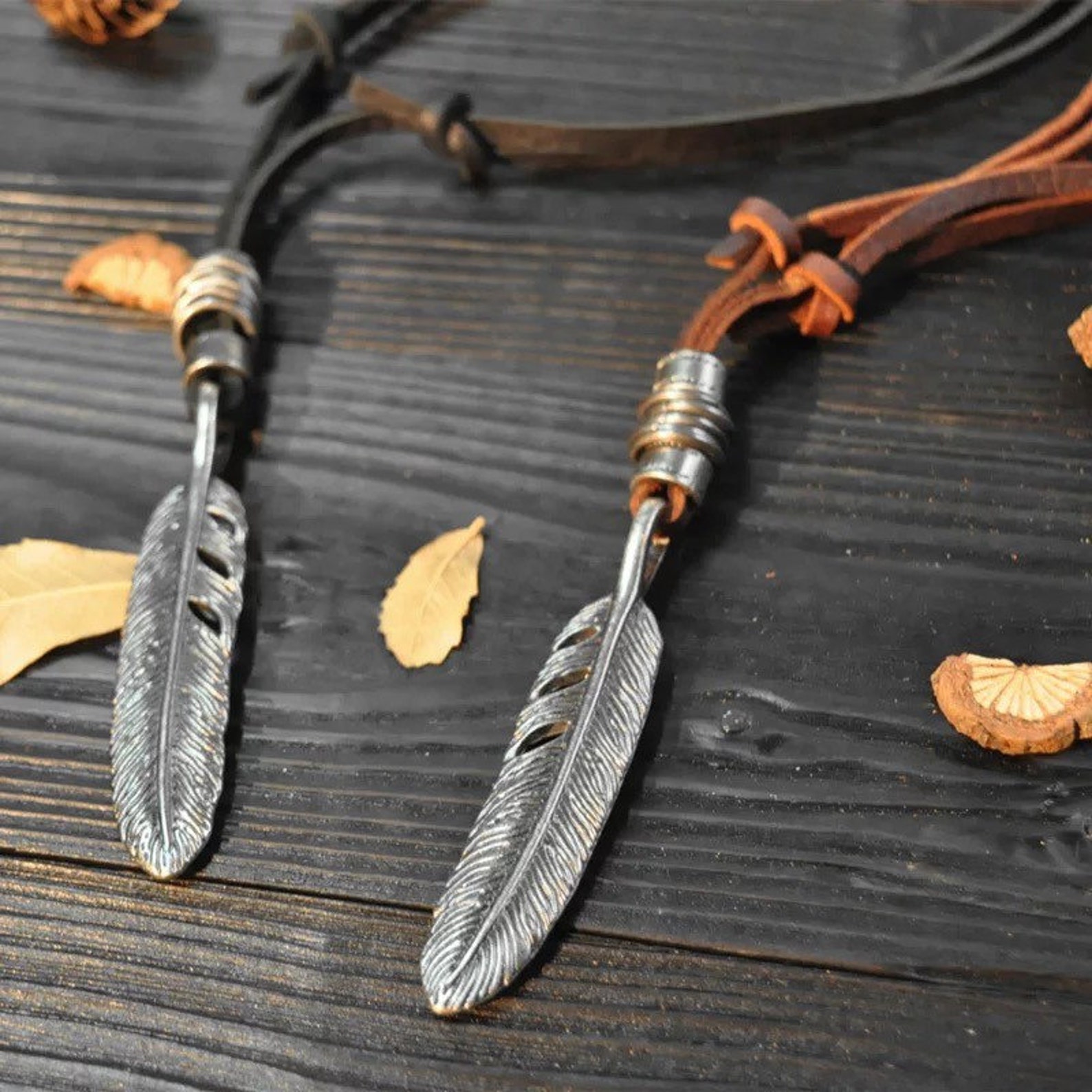 Leather Men Necklaces Pendants/genuine Leather Punk Vintage - Etsy