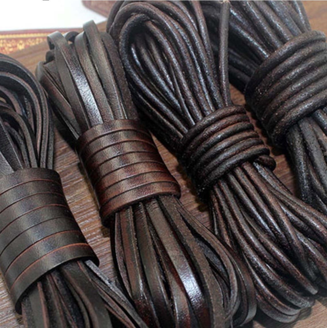 2m Leather Cord/round and Flat Genuine Leather String/high Quality ...