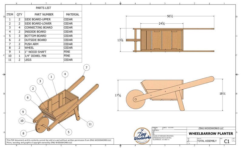 Wooden Wheelbarrow Planter Plans / Raised Planter Box / Planter Box ...
