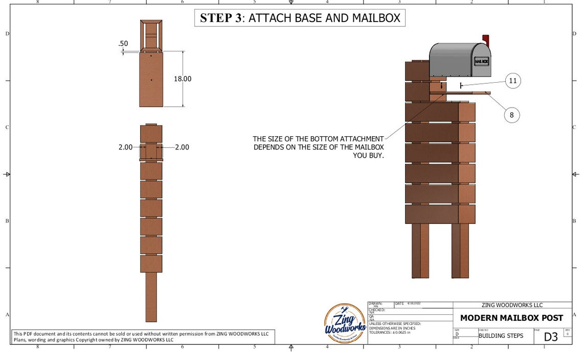 Modern Wooden Mailbox Post Plan Instructions Mid Century - Etsy
