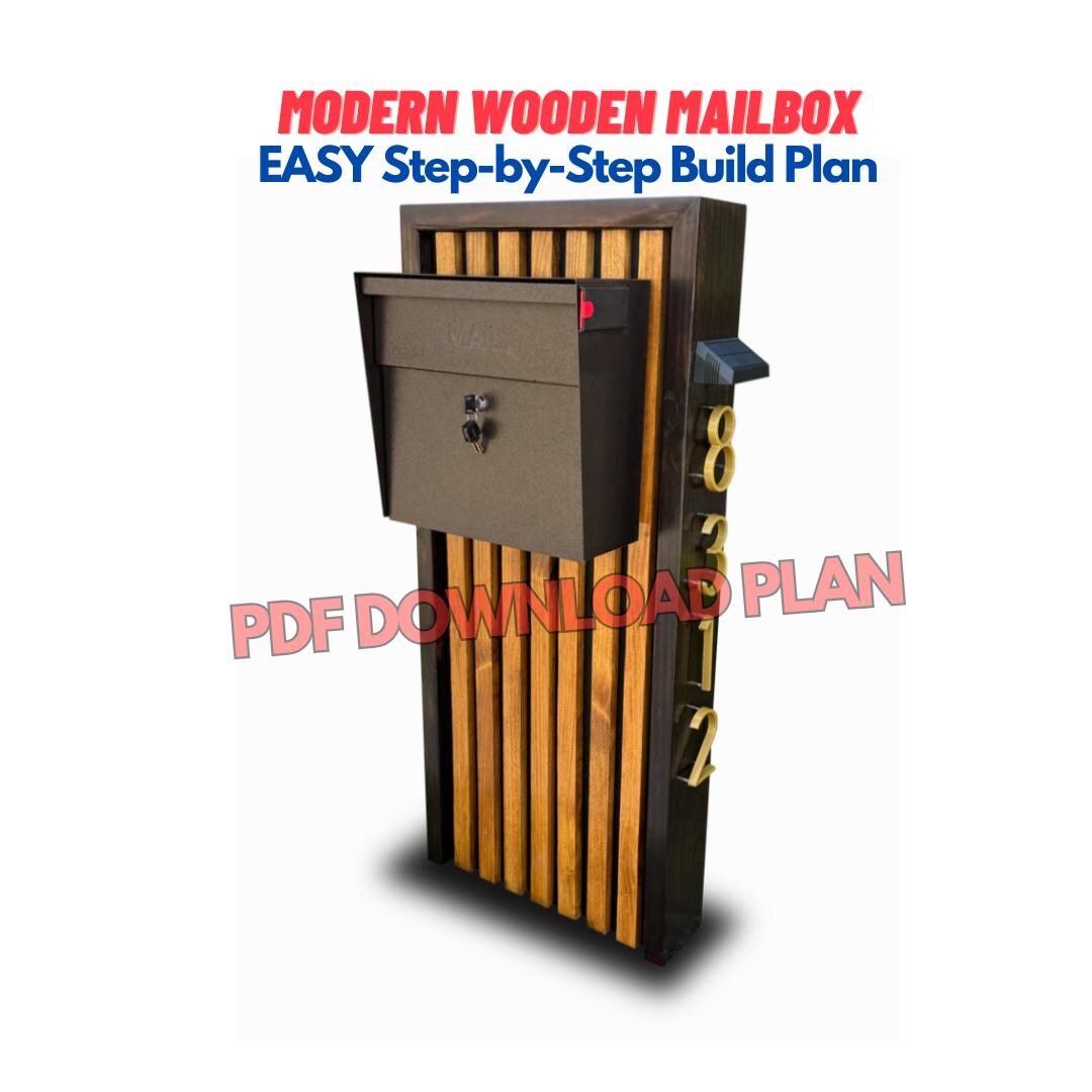 Modern Wooden Mailbox Post Plan Instructions- Mid Century Mailbox Post ...