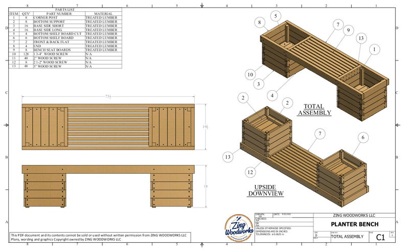 DIY Planter Bench Plans Easy Weekend Project Make From - Etsy