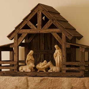 DIY Wooden Christmas Manger Nativity Scene Instruction Woodworking Plan ...