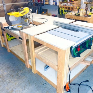 Table Saw Miter Saw Mobile Workbench Shop Furniture Woodworking ...