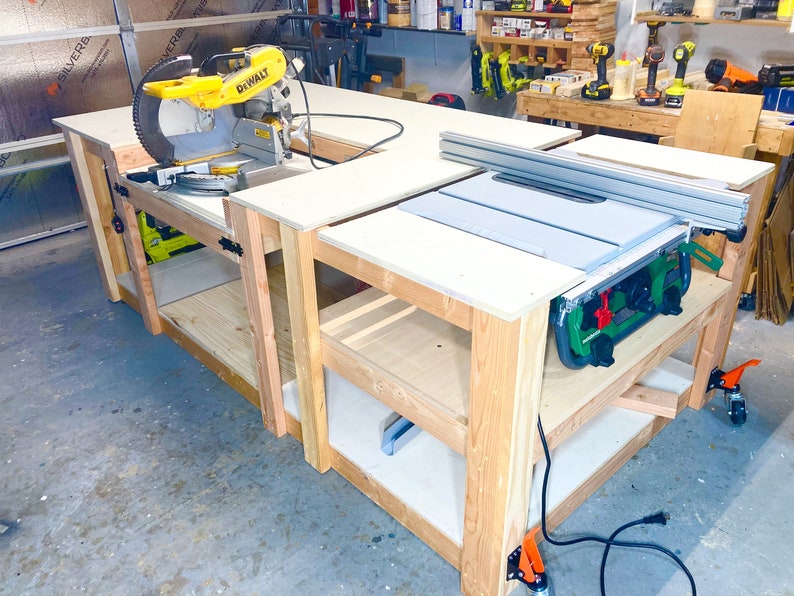 Table Saw Miter Saw Mobile Workbench - Shop Furniture Woodworking ...