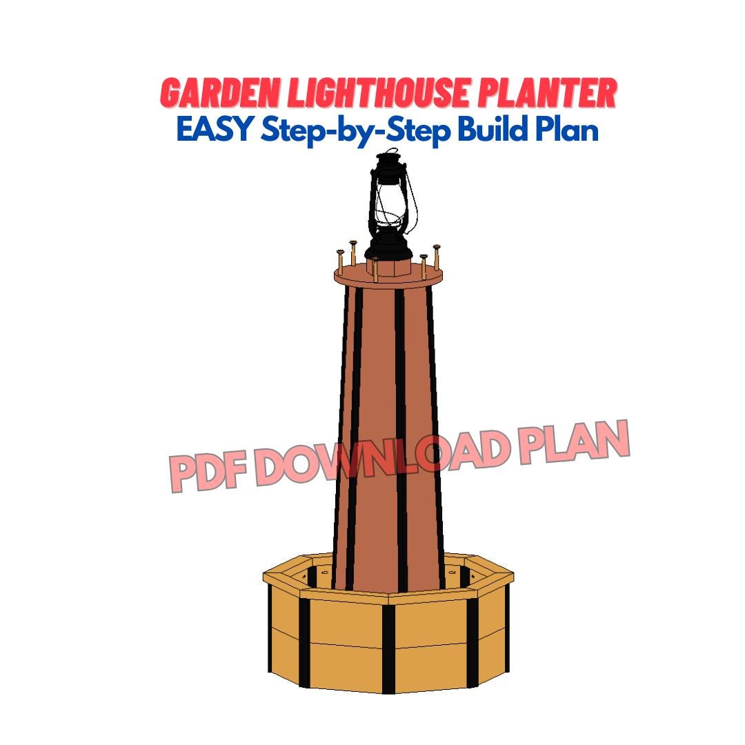 Garden Wooden Lighthouse With Planter Woodworking Plans - Easy Simple ...