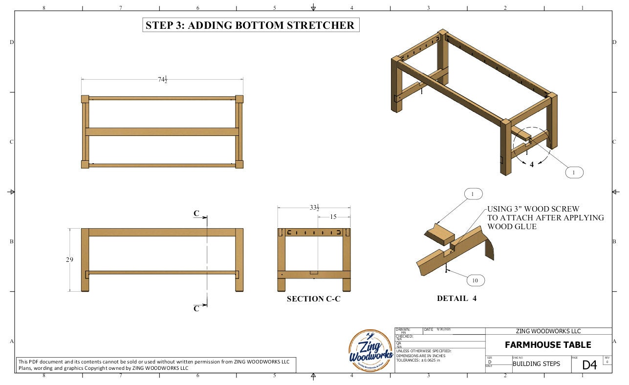 Farmhouse Table Plans Weekend Projects Easy Step-by-step - Etsy