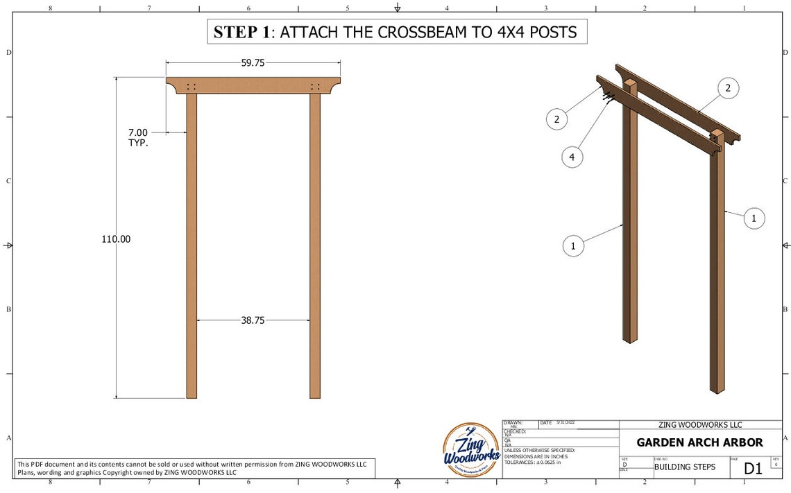 Garden Arch Arbor Plan - Wedding Gate Plan - Wood Garden Arbor - EASY ...