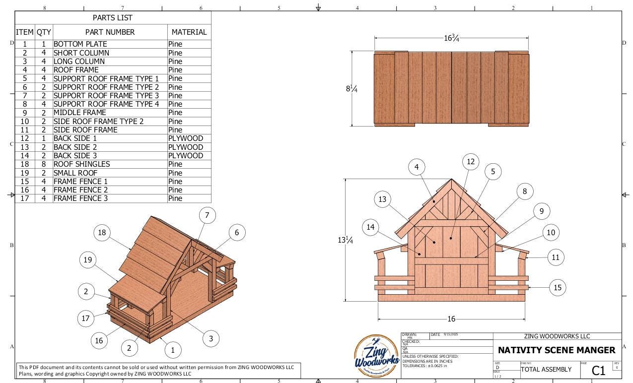 DIY Wooden Christmas Manger Nativity Scene Instruction Woodworking Plan ...