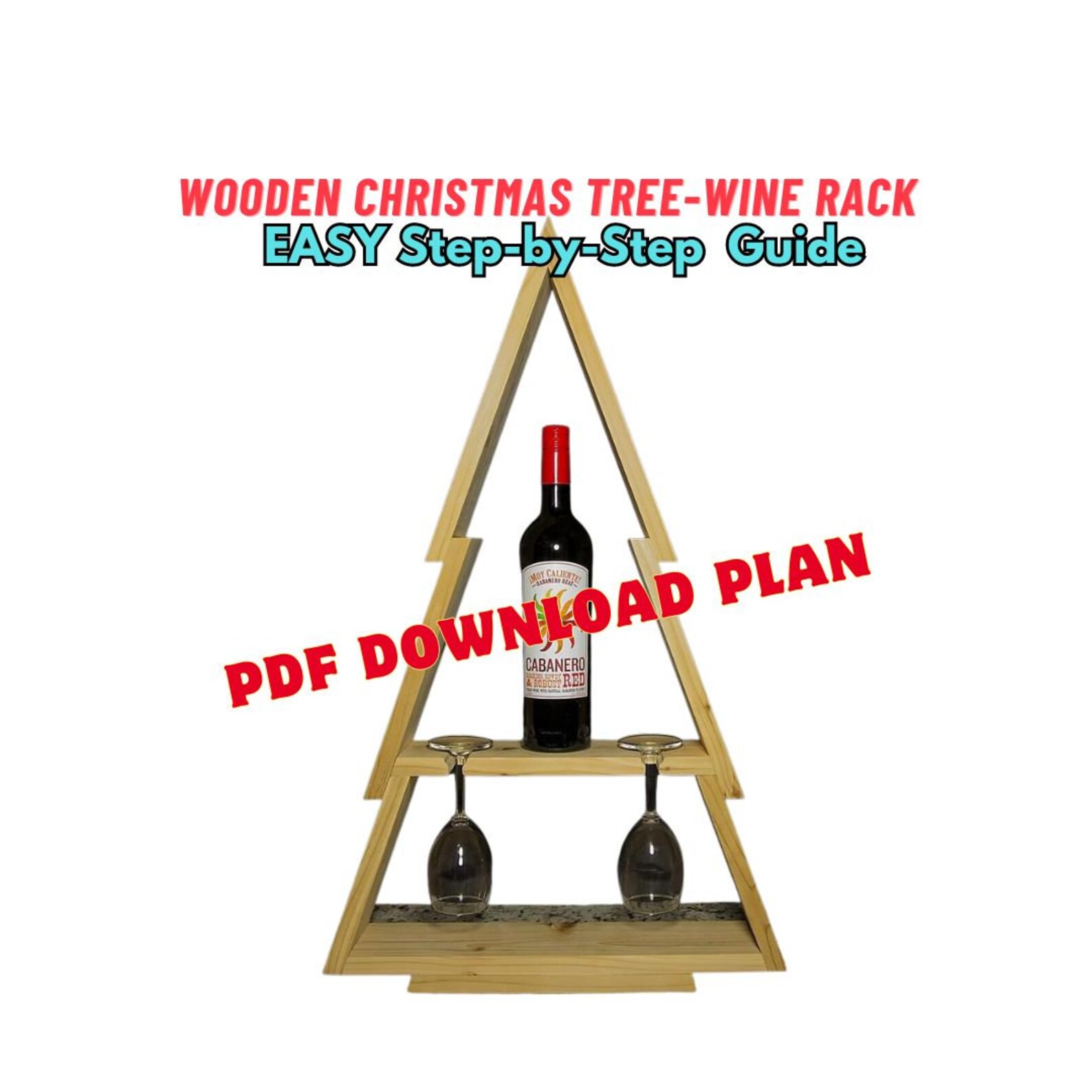 Wooden Christmas Tree Wine Rack Woodworking Plan Easy Step-by-step Guide for Beginner Holiday ...