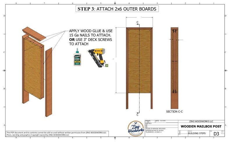 Modern Wooden Mailbox Post Plan Instructions- Mid Century Mailbox Post ...
