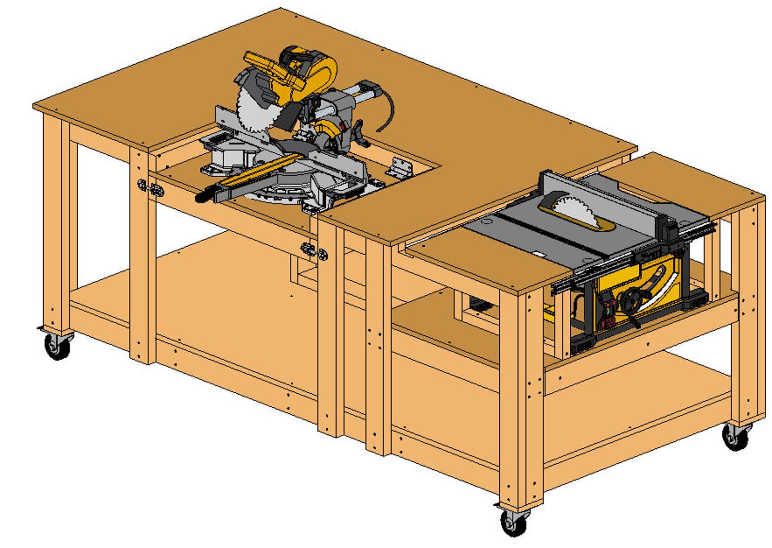 Table Saw Miter Saw Mobile Workbench - Shop Furniture Woodworking ...