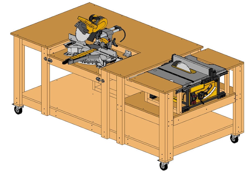 Table Saw Miter Saw Mobile Workbench - Shop Furniture Woodworking ...