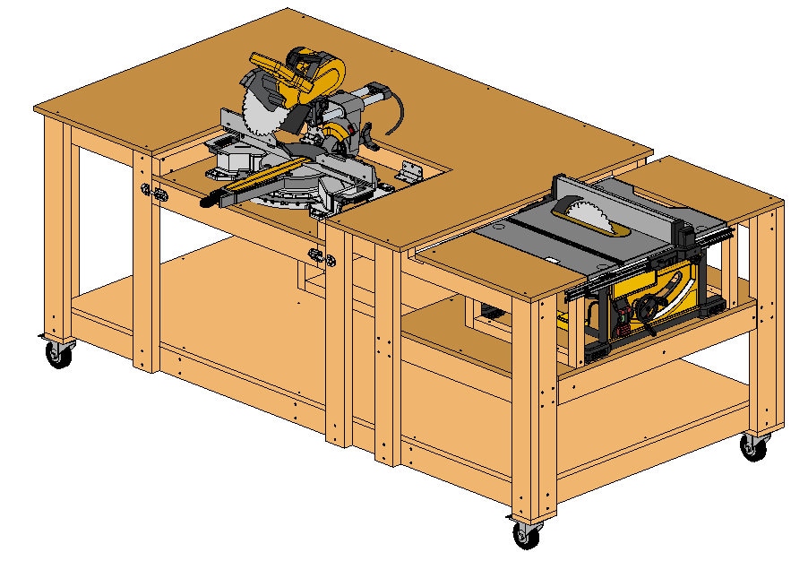 Table Saw Miter Saw Mobile Workbench Pdfs Download / Metric - Etsy Canada