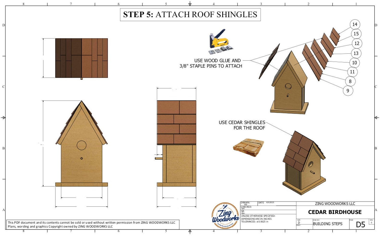 Modern Wooden Cedar Birdhouse Plan Instructions- Garden Decoration ...
