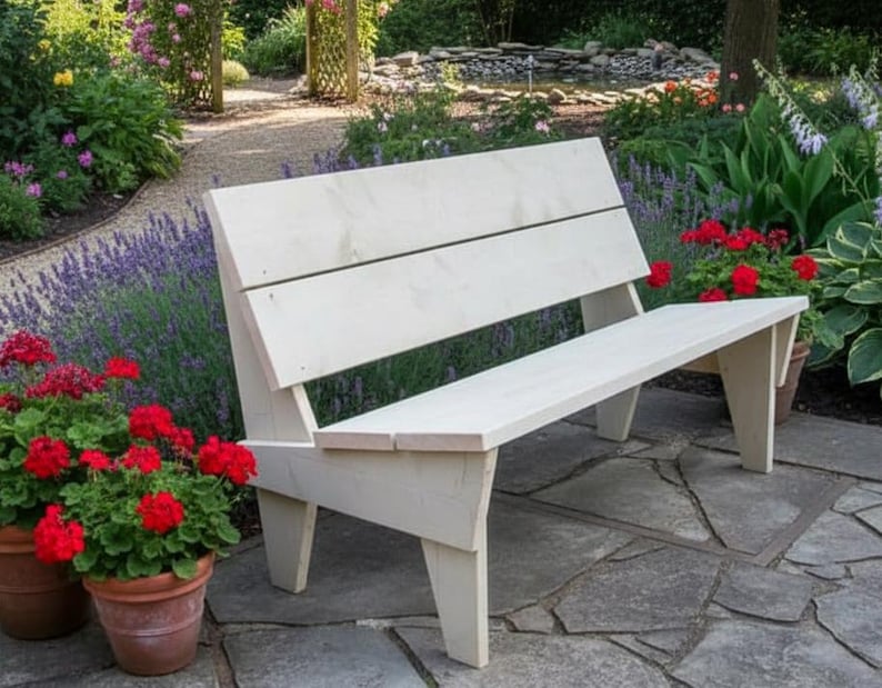 DIY 2x8 Modern Outdoor Garden Bench Plans - DIY Easy Woodworking ...