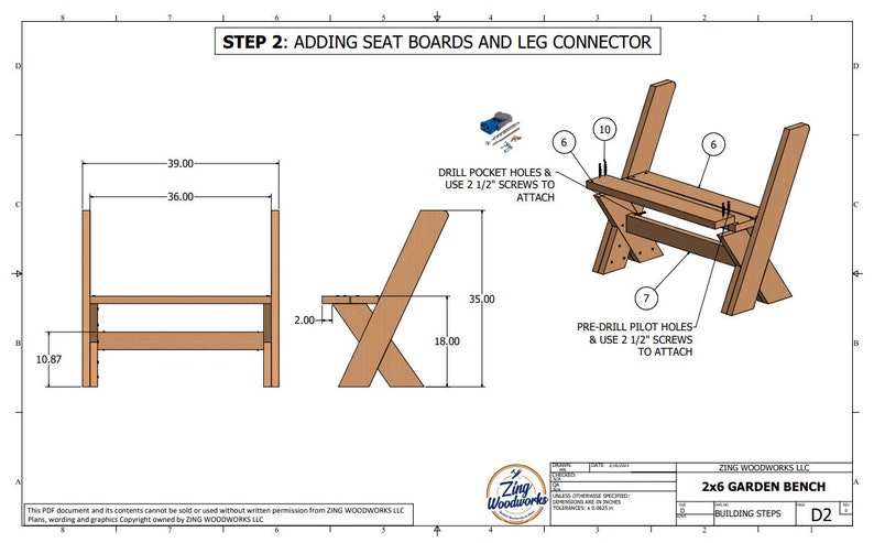 DIY 2x6 Leopold Outdoor Garden Bench Plans - DIY Easy Woodworking ...
