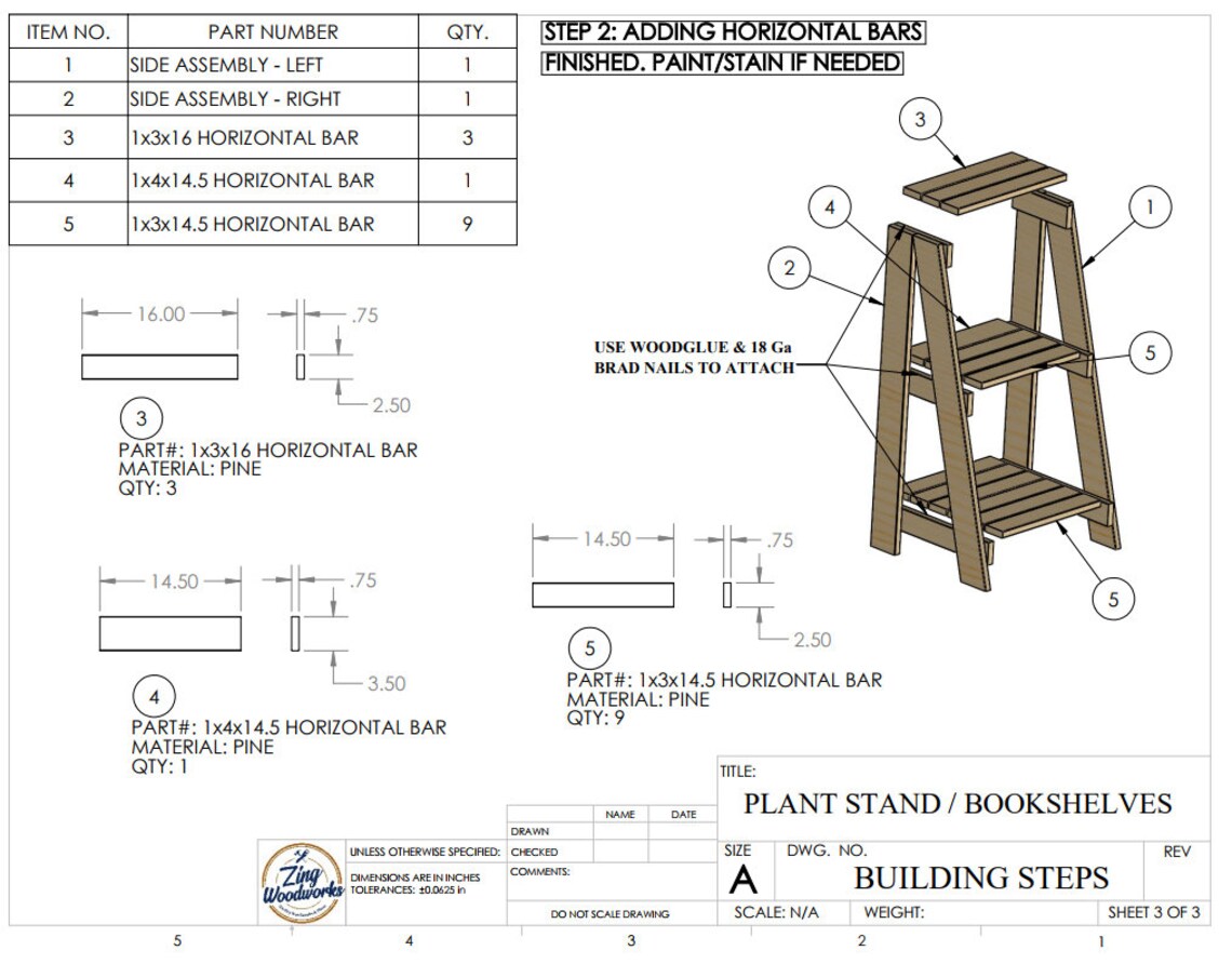 3-tier Plant Stand Plans Bookshelf Plans Outdoor/indoor - Etsy