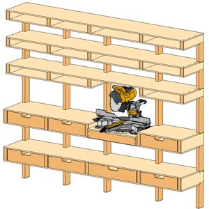 Miter Saw Station With Lumber Storage - Shop Furniture Woodworking ...