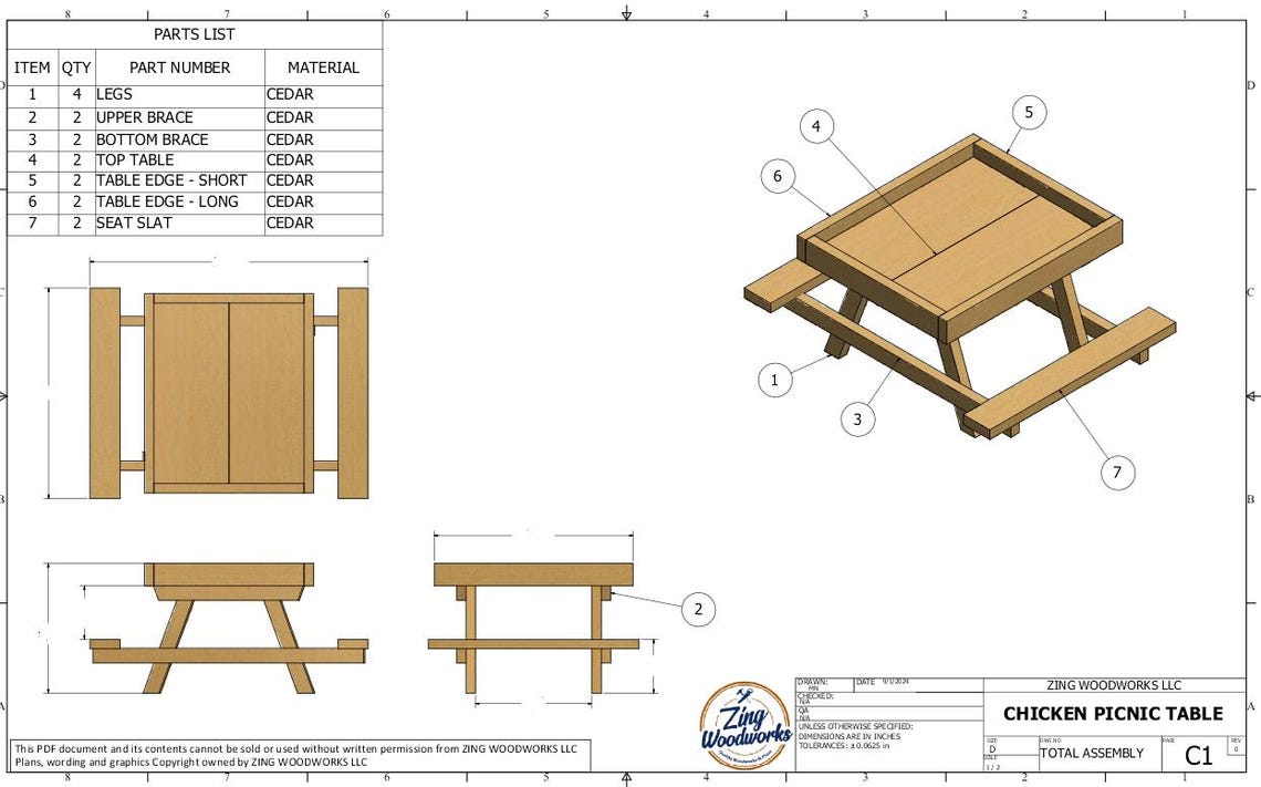 Chicken Picnic Table Chicnic Plan Instructions- Garden Decoration Plans ...