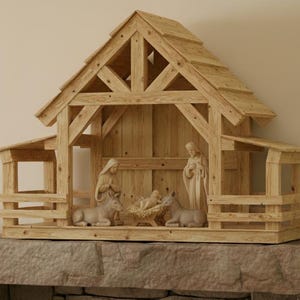 DIY Wooden Christmas Manger Nativity Scene Instruction Woodworking Plan ...