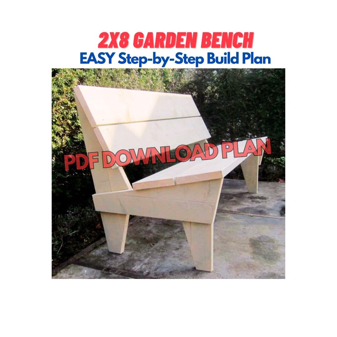 DIY 2x8 Modern Outdoor Garden Bench Plans - DIY Easy Woodworking ...