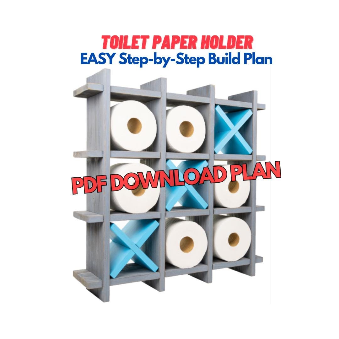 XO Toilet Paper Holder Wall Mount Floating Shelf Storage Woodworking ...