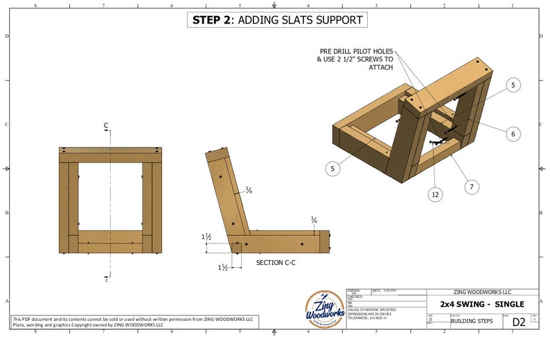 2x4 Swing Chair for Tree or Porch Woodworking Plans DIY - Etsy