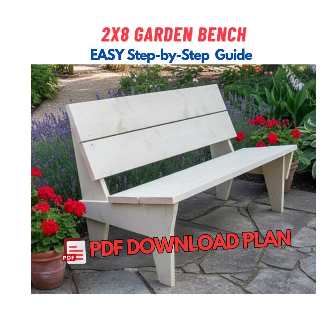 DIY 2x8 Modern Outdoor Garden Bench Plans - DIY Easy Woodworking ...