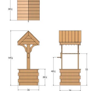 Wooden Wishing Well Woodworking Instruction Plan - Outdoor Wishing Well ...
