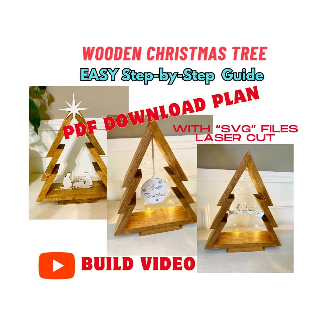 Wooden Christmas Tree Woodworking Plan W/ Laser Cut Files - Easy Step ...