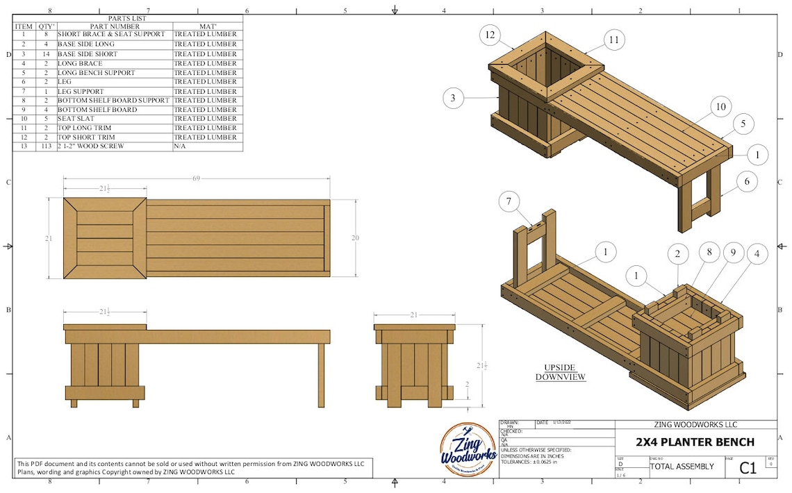 DIY Planter Bench Plans Easy Weekend Project Make Entirely | Etsy