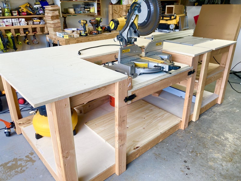 Table Saw Miter Saw Mobile Workbench - Shop Furniture Woodworking ...