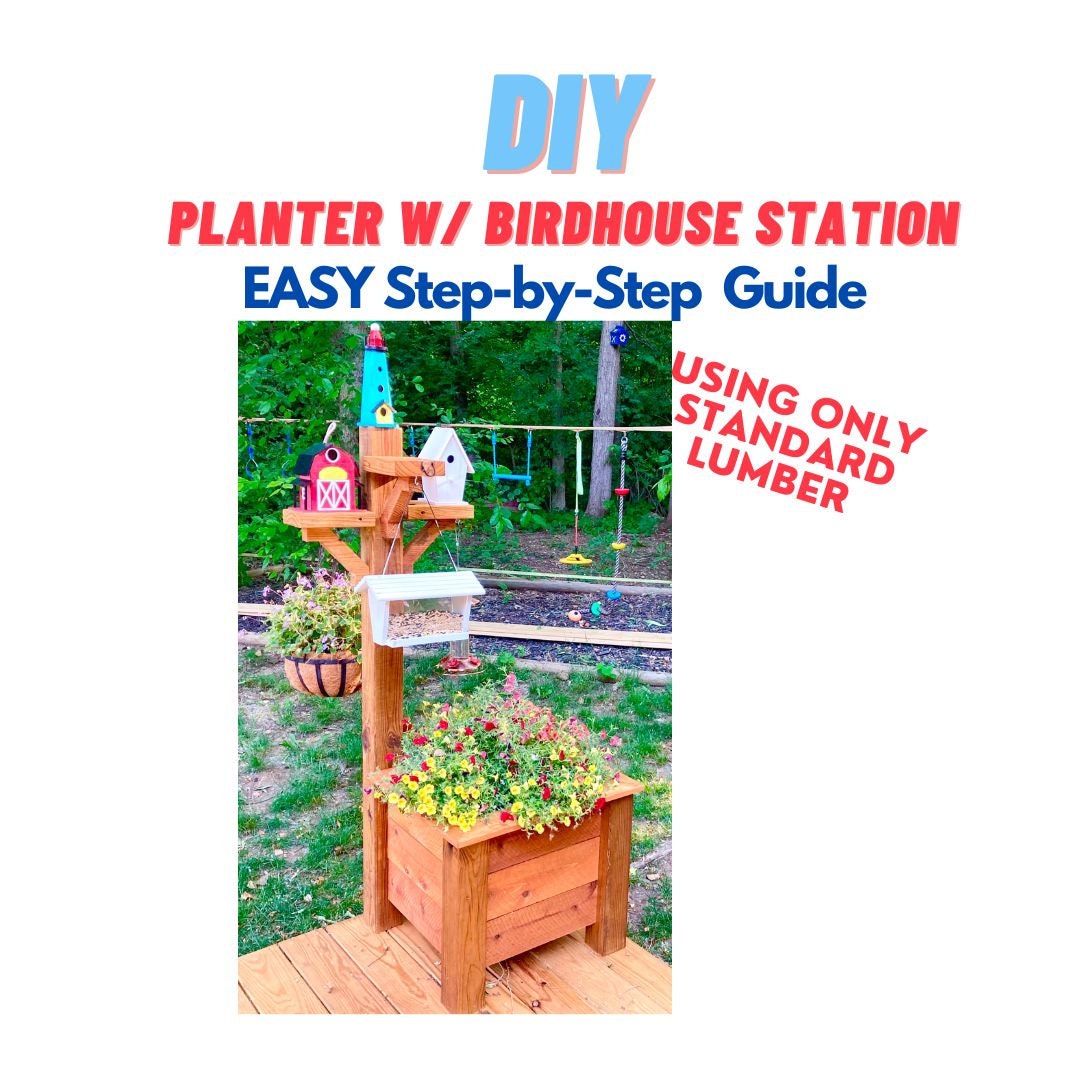 Garden Planter With Birdhouse-feeder Station Woodworking Plans / Raised ...
