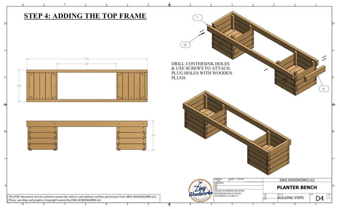 DIY Planter Bench Plans Easy Weekend Project Make From - Etsy