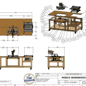 Table Saw Miter Saw Mobile Workbench - Shop Furniture Woodworking ...