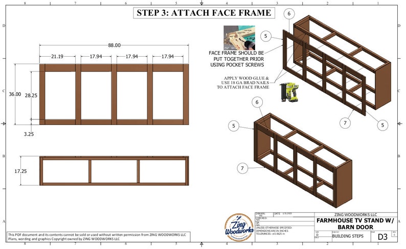Farmhouse TV Stand Console With Barn Doors Woodworking Plans - Etsy