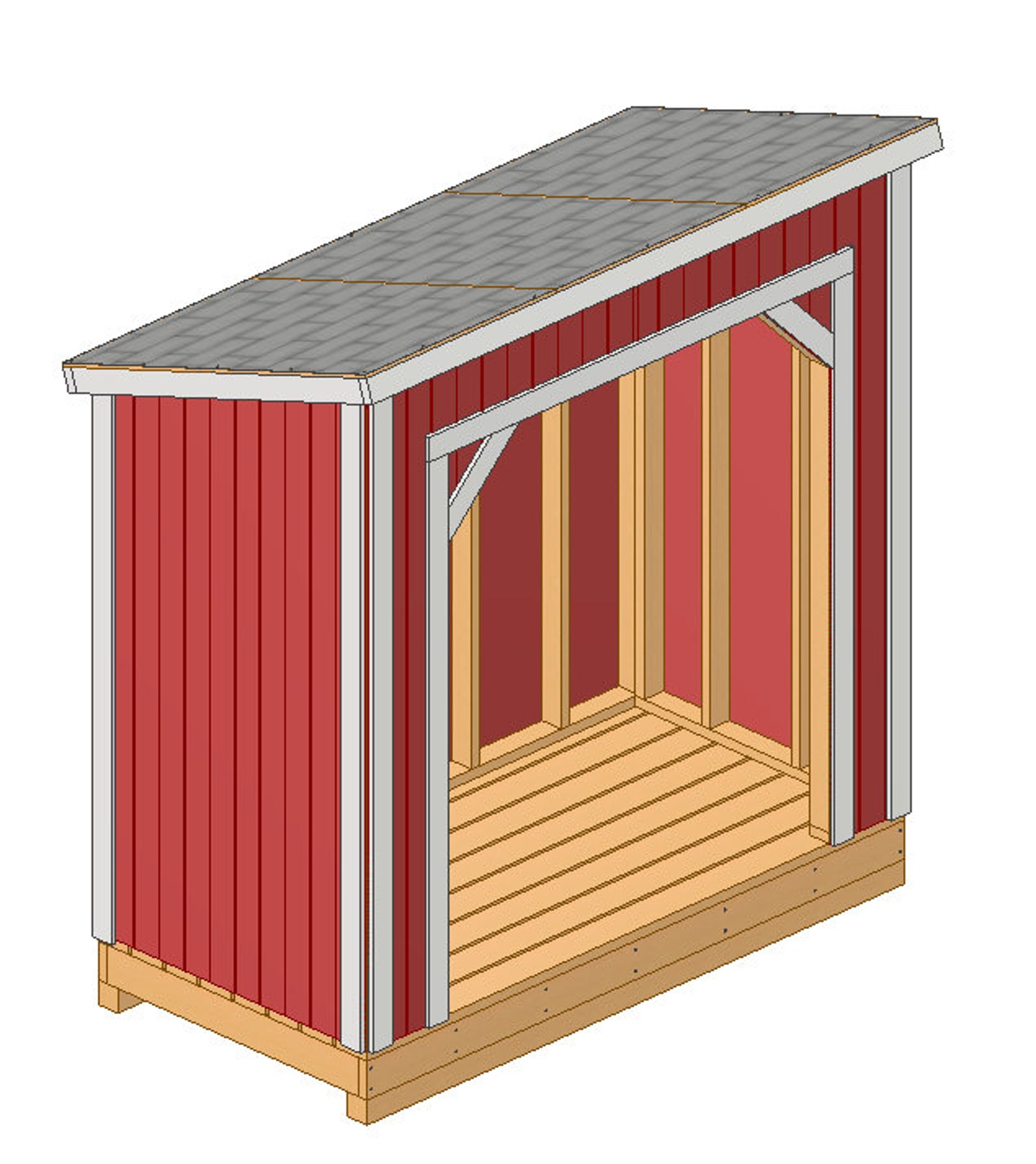 4x8 Outdoor Garden Storage Shed for Firewood Build Plans-diy Easy ...