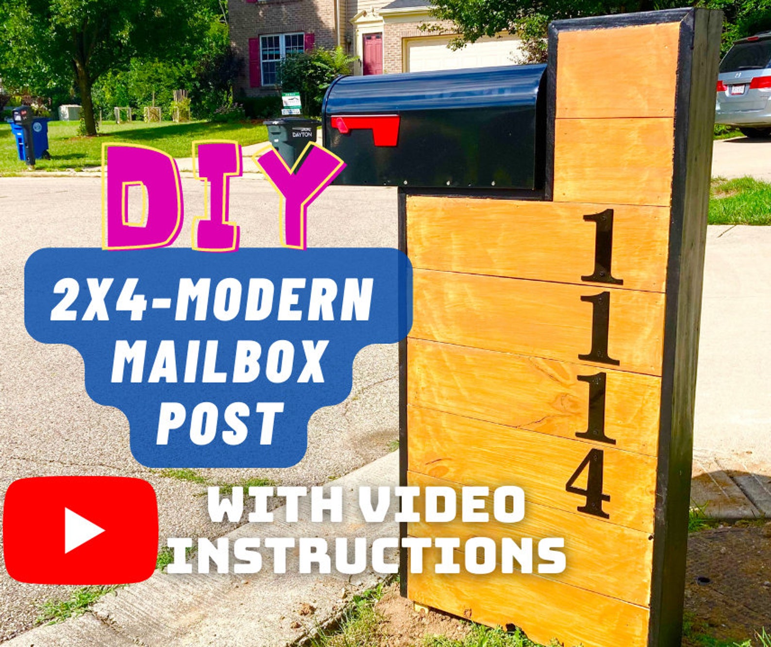 Modern Wooden Mailbox Post Plan Instructions- 2x4 Standard Lumber Mid ...
