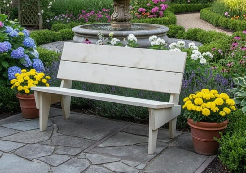 DIY 2x8 Modern Outdoor Garden Bench Plans - DIY Easy Woodworking ...
