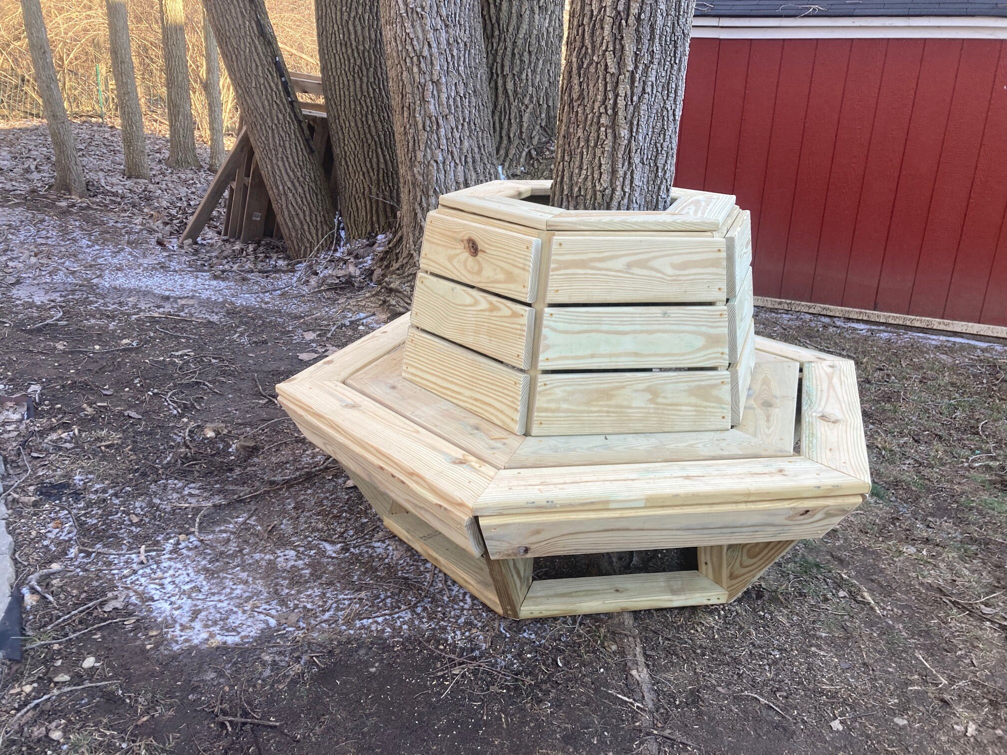 Hexagon Tree Bench DIY Patio Lawn Deck Garden Outdoor - Etsy