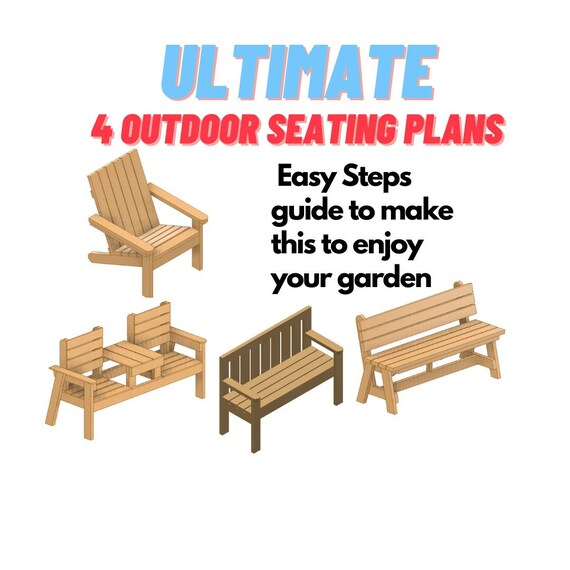 Outdoor Seating Chair Bench Plans Woodworking Plans 4 - Etsy