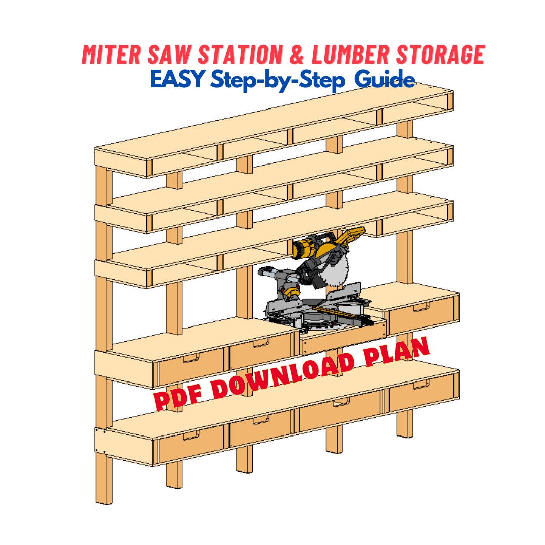 Miter Saw Station With Lumber Storage - Shop Furniture Woodworking - Garage Shop Storage ...