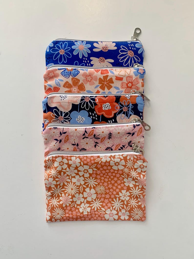 Floral Coin Purse, Colorful Zipper Pouch, Accessory Purse - Etsy